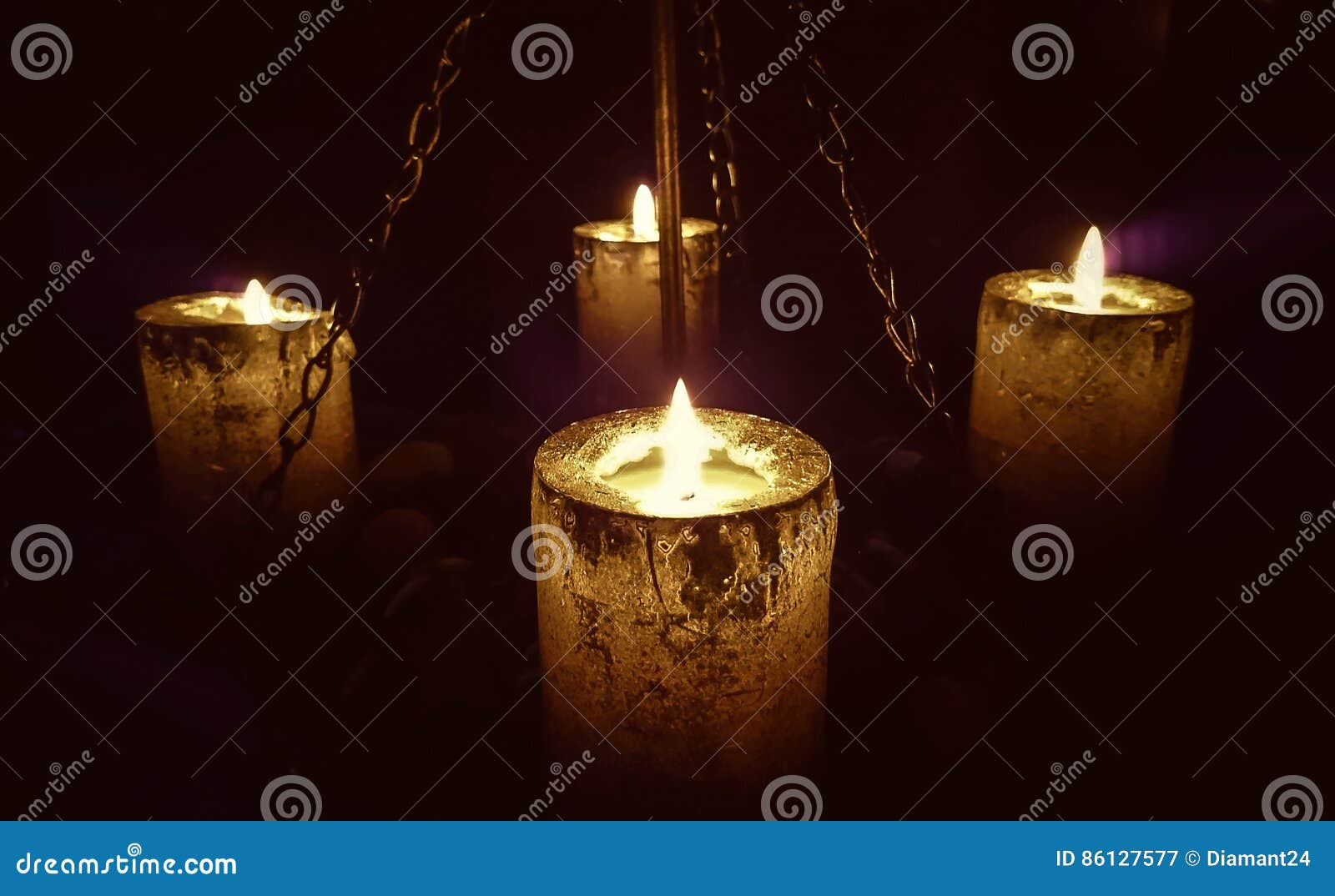 Magic Candle Light on Chains Stock Image - Image of fire, church: 86127577