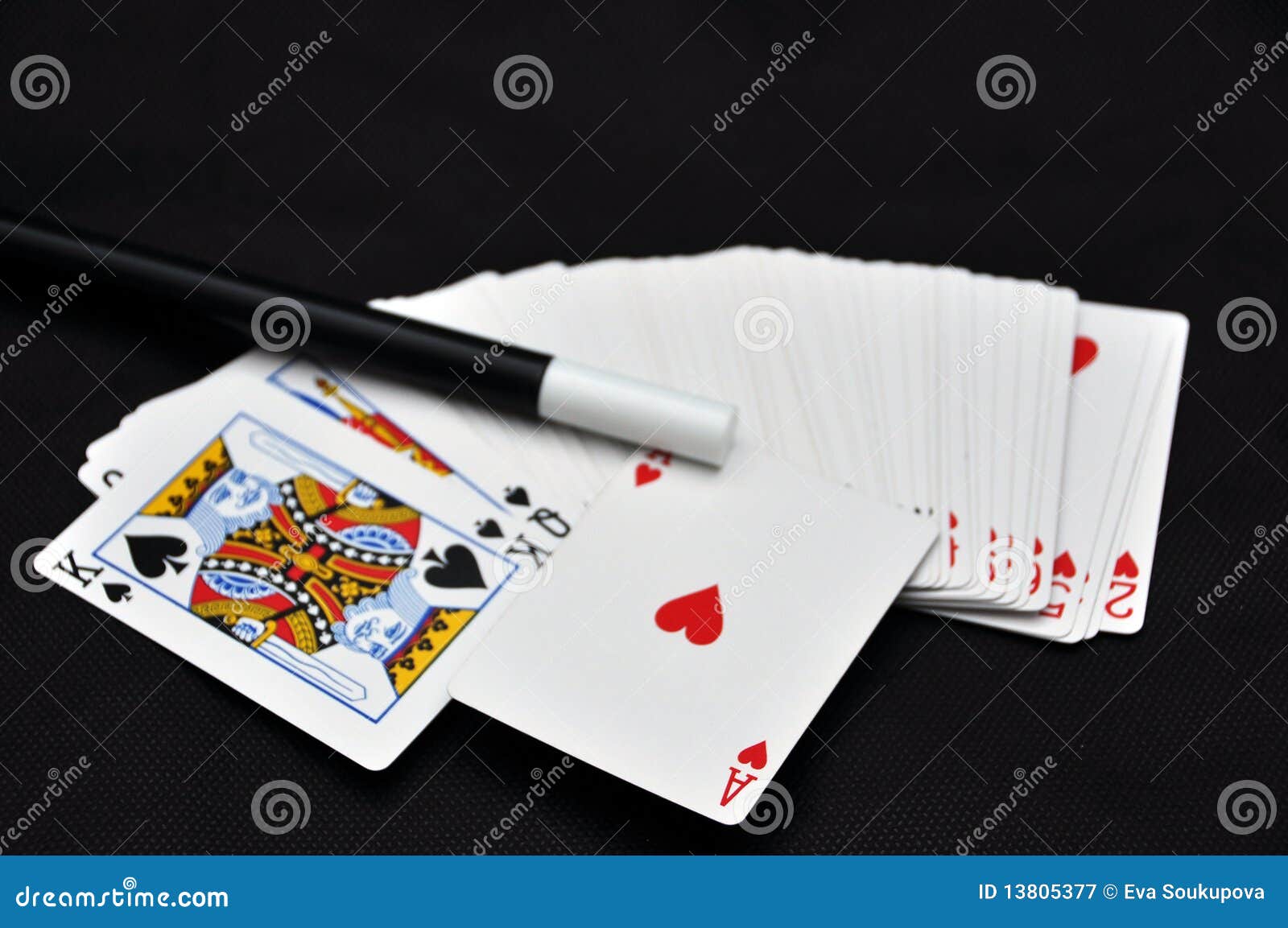 Playing Cards and Magic Wand Stock Image - Image of abracadabera ...