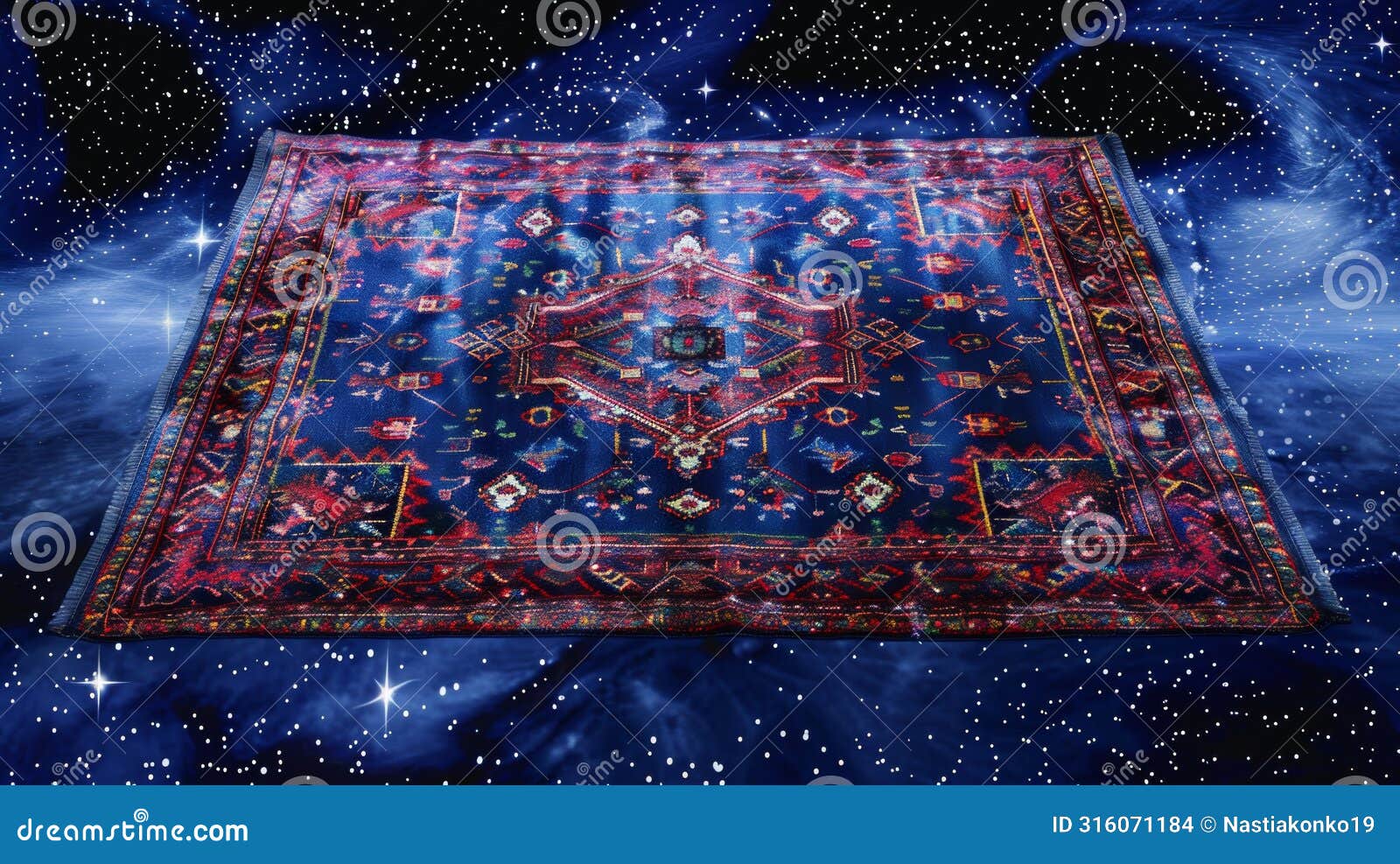 Magic Carpet Floating in Starry Night Sky Stock Photo - Image of fabric ...