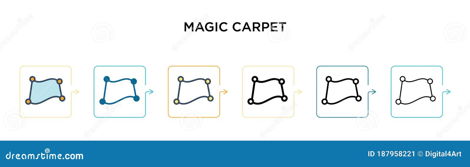 Magic Carpet Vector Icon in 6 Different Modern Styles. Black, Two ...