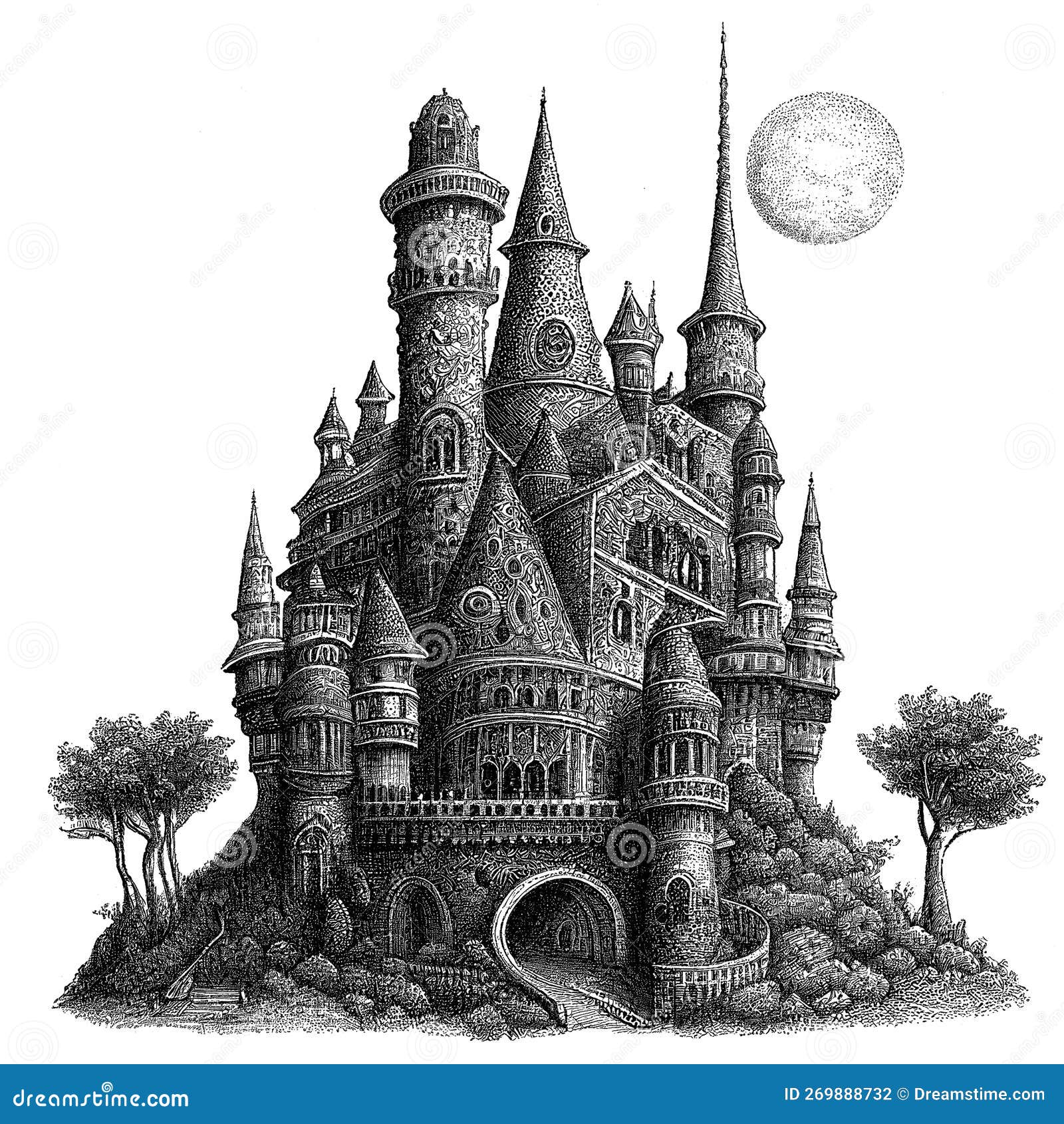 Magic castle stock illustration. Illustration of citadel - 269888732