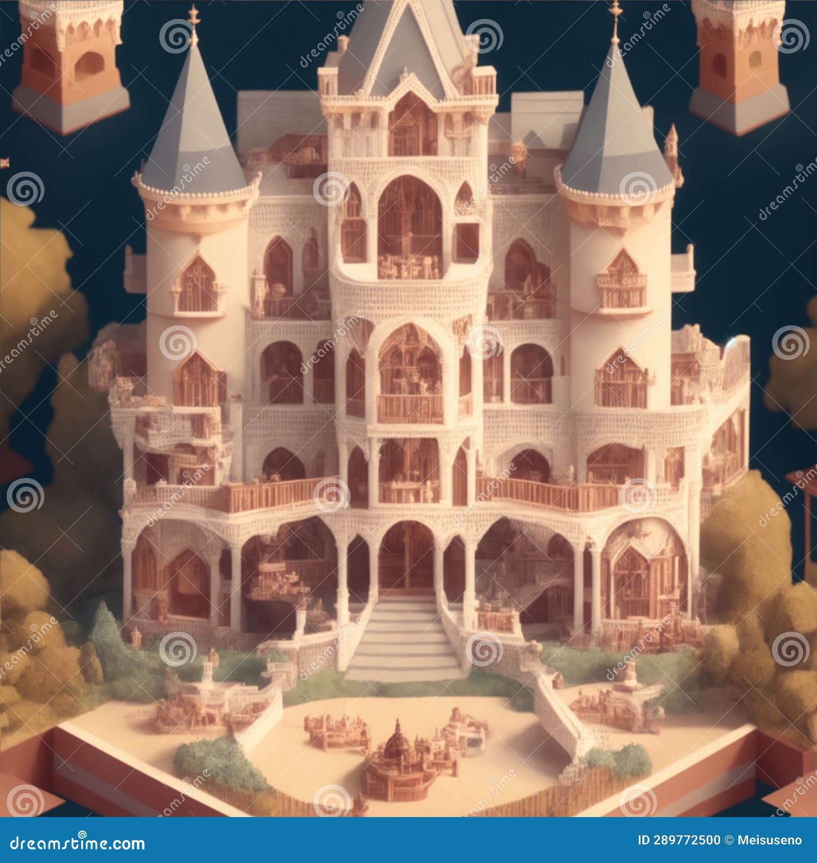 Magic Castle Isometric, Dimensional Layered Illustration Stock ...