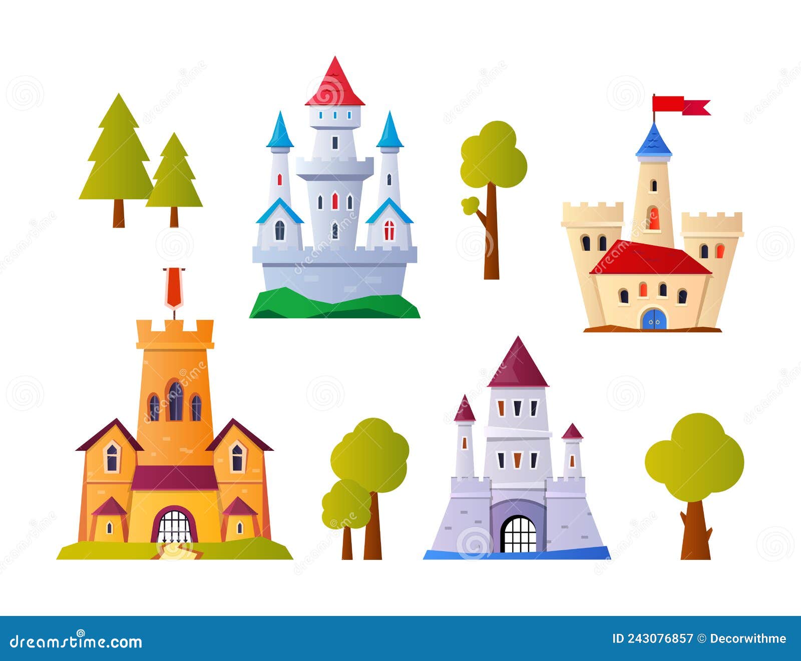 Magic Castle - Modern Flat Design Style Object Set Stock Vector ...
