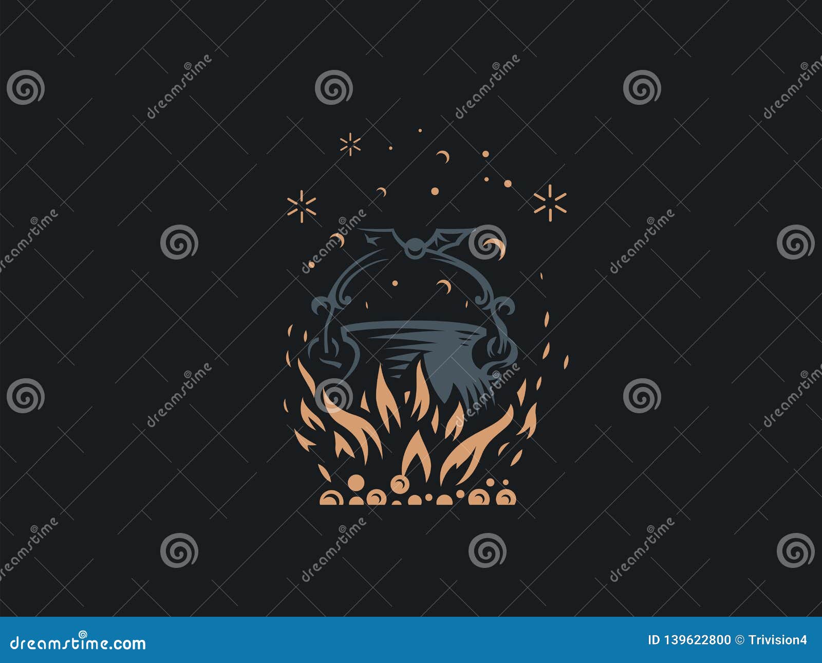 Magic Cauldron With Pentagram Doodle. Hand Drawn Wiccan Design. Alchemy ...