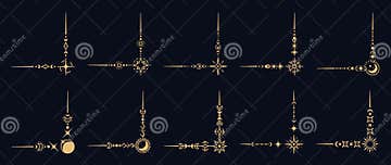 Magic Celestial Border Corners Frames Vector Set Stock Illustration ...