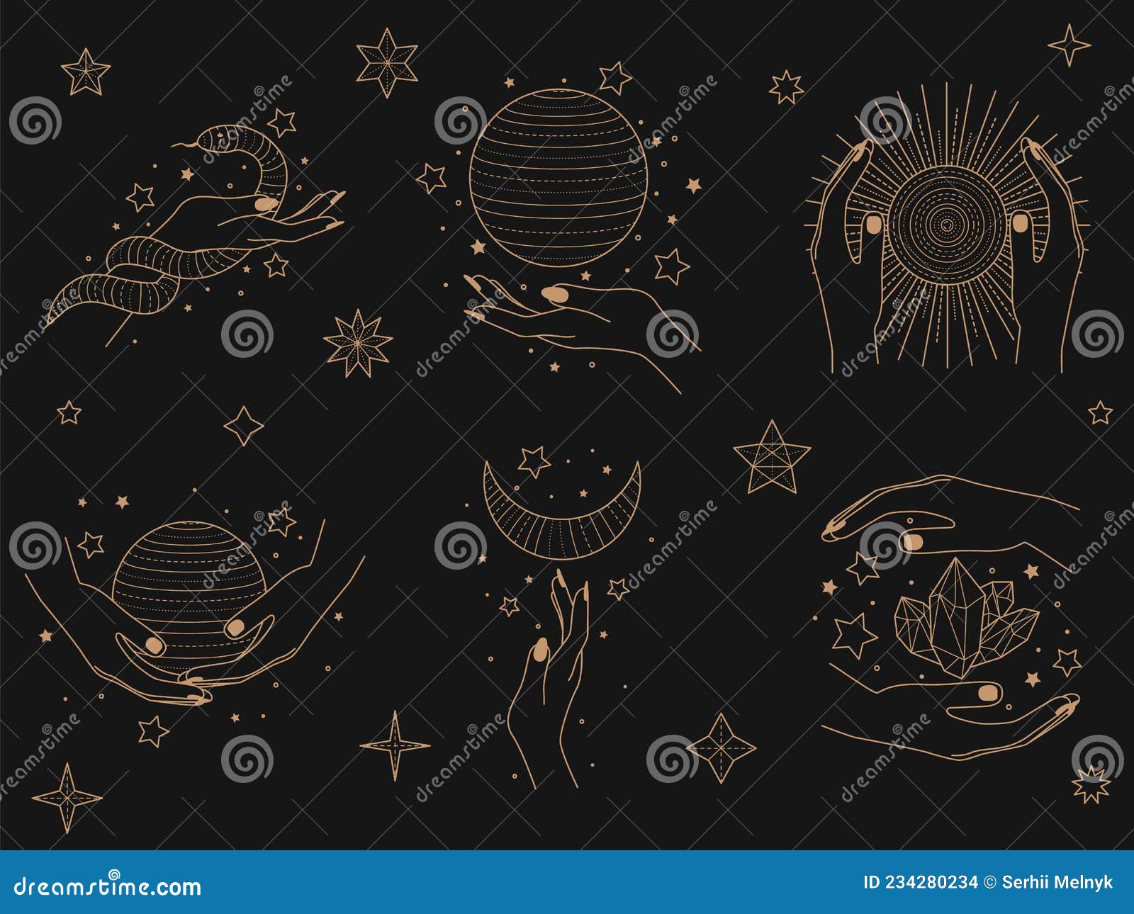 Magic celestial icons stock vector. Illustration of celestial - 234280234