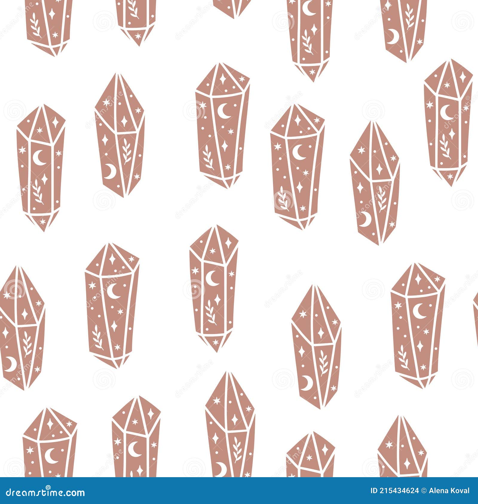 Magic and Celestial Seamless Pattern with Magical Crystal. Stock Vector ...