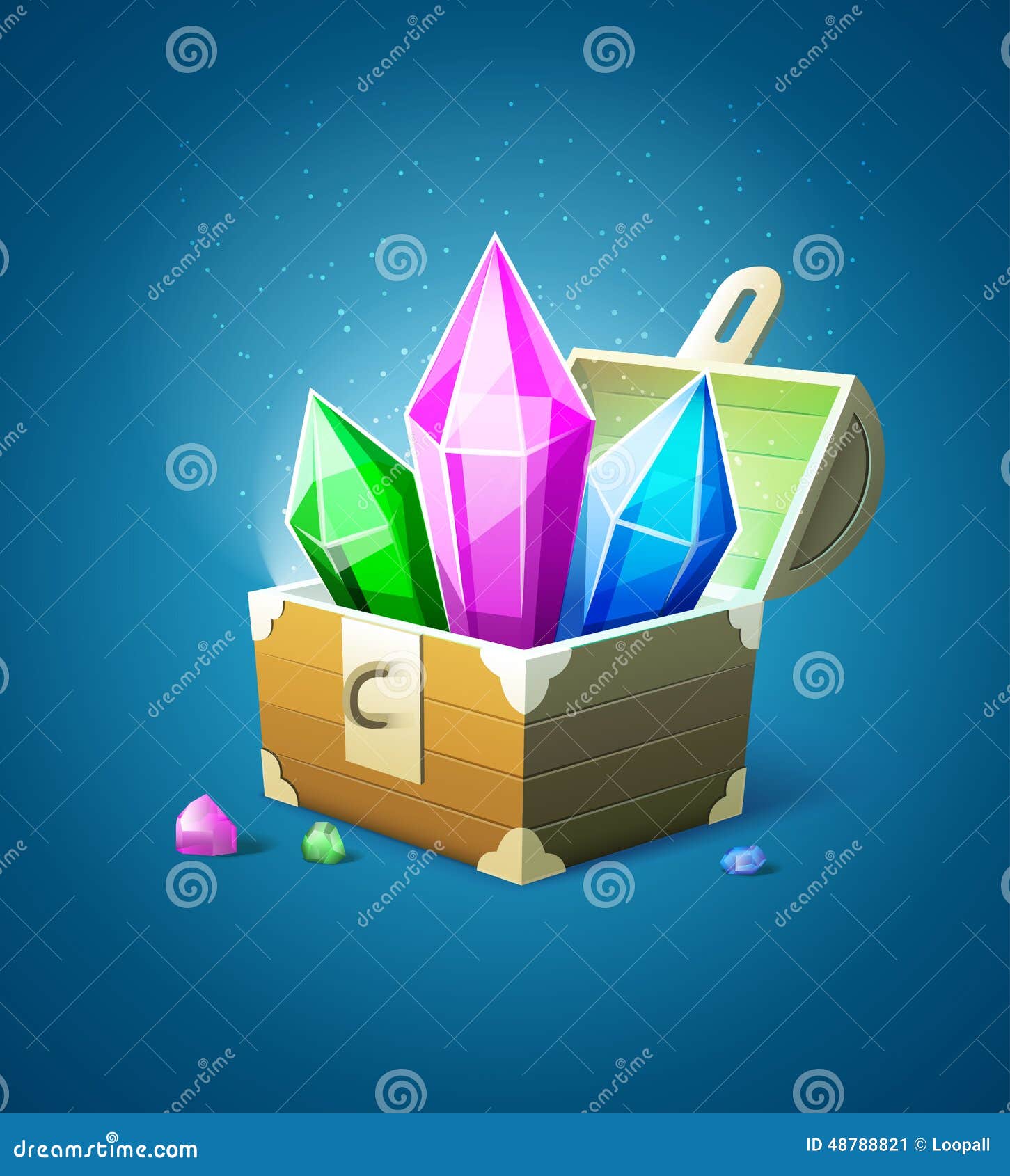 Magic Chest with Precious Stone Crystals Stock Illustration ...