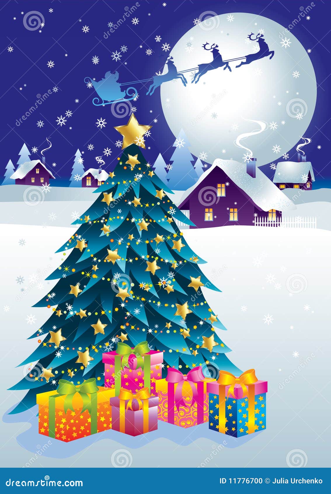 Magic Christmas stock vector. Illustration of snow, home - 11776700