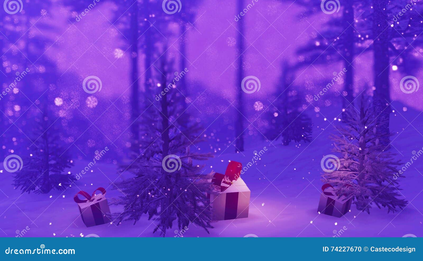 Magic Christmas Night with Colorful Lights Stock Illustration ...