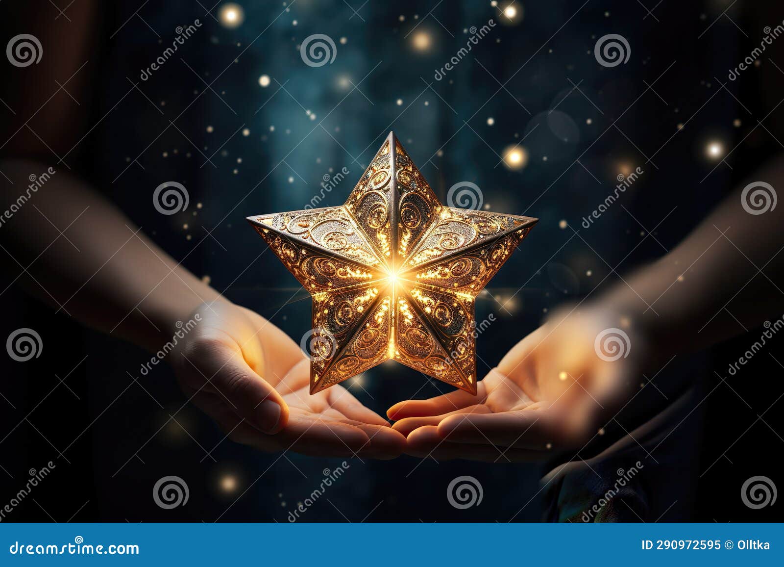 Magic Christmas Star in Hands Stock Image - Image of glitter, star ...