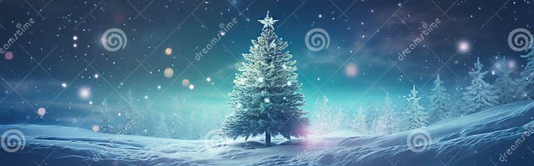 Magic Christmas Tree Header. Generative AI Stock Illustration ...