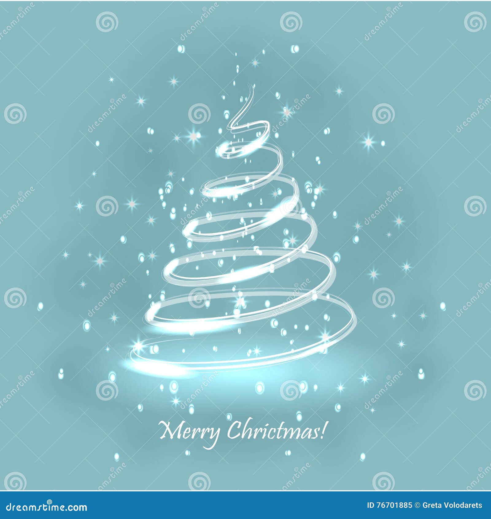 Magic Christmas Tree. Light Blue Background Stock Vector - Illustration ...