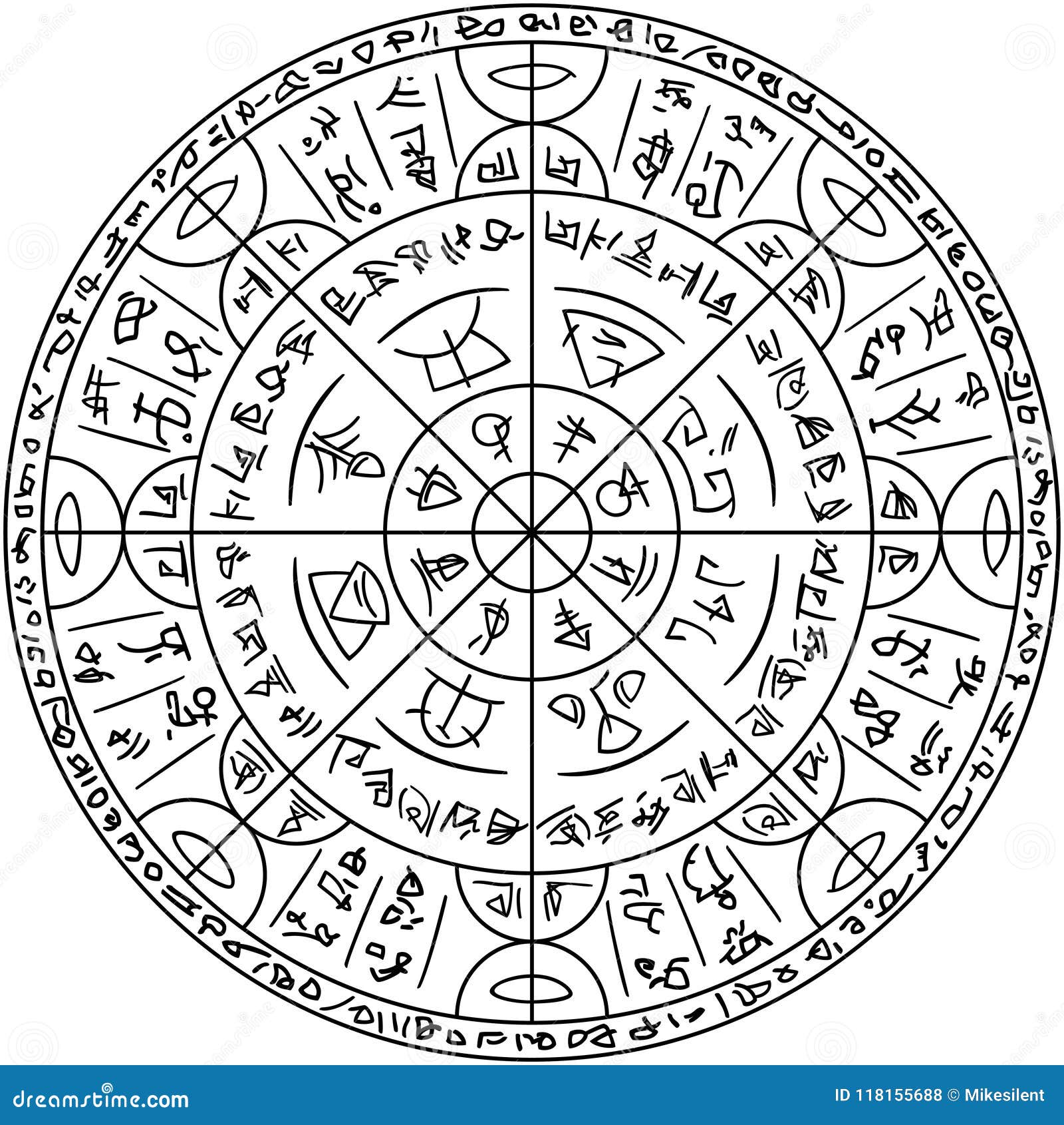 Summon Circle With Pentagram On Center. Runic Words For Calling Demons ... Summon Circle With Pentagram On Center. Runic Words For Calling Demons ...