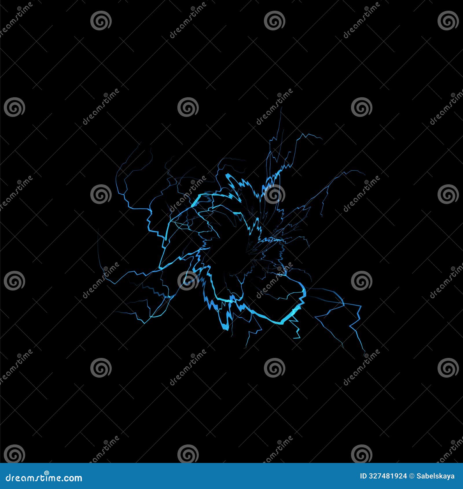 Magic Circle of Thunderbolt Blue Bolt Lightning Effect, Vector Realistic Electricity Blast with ...