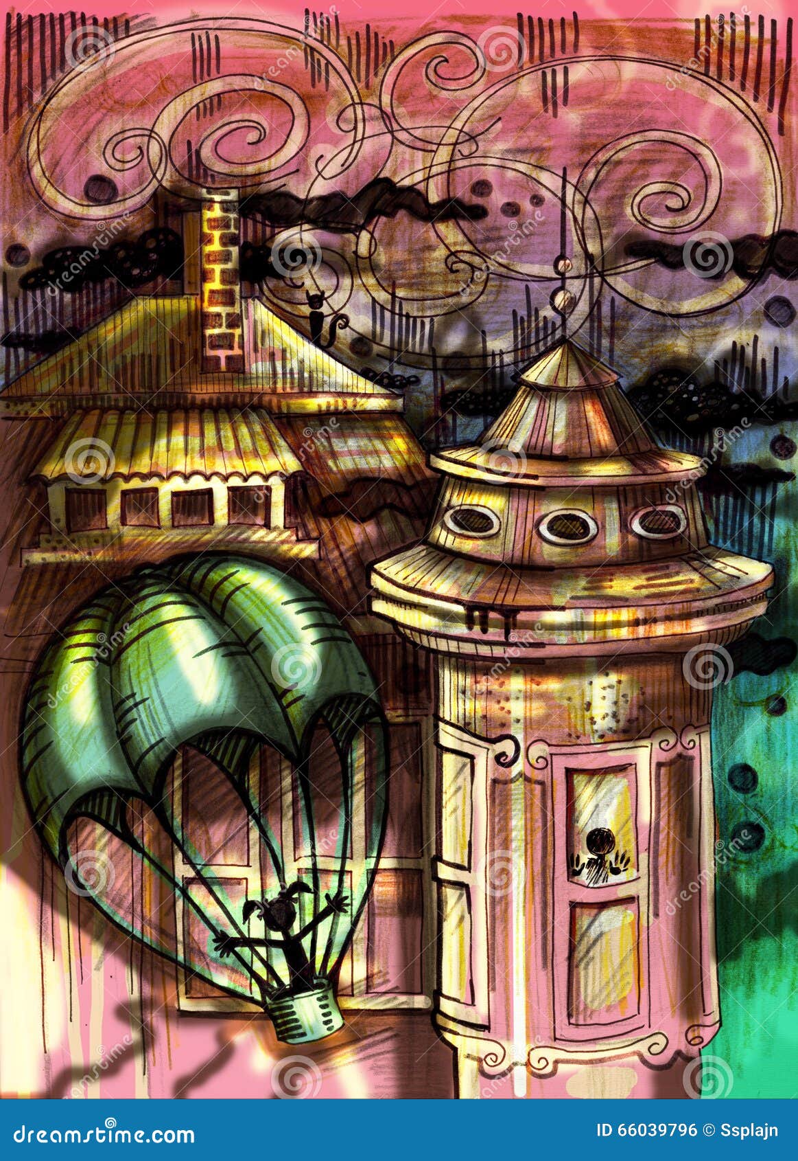 Magic in the city stock illustration. Illustration of colorful - 66039796