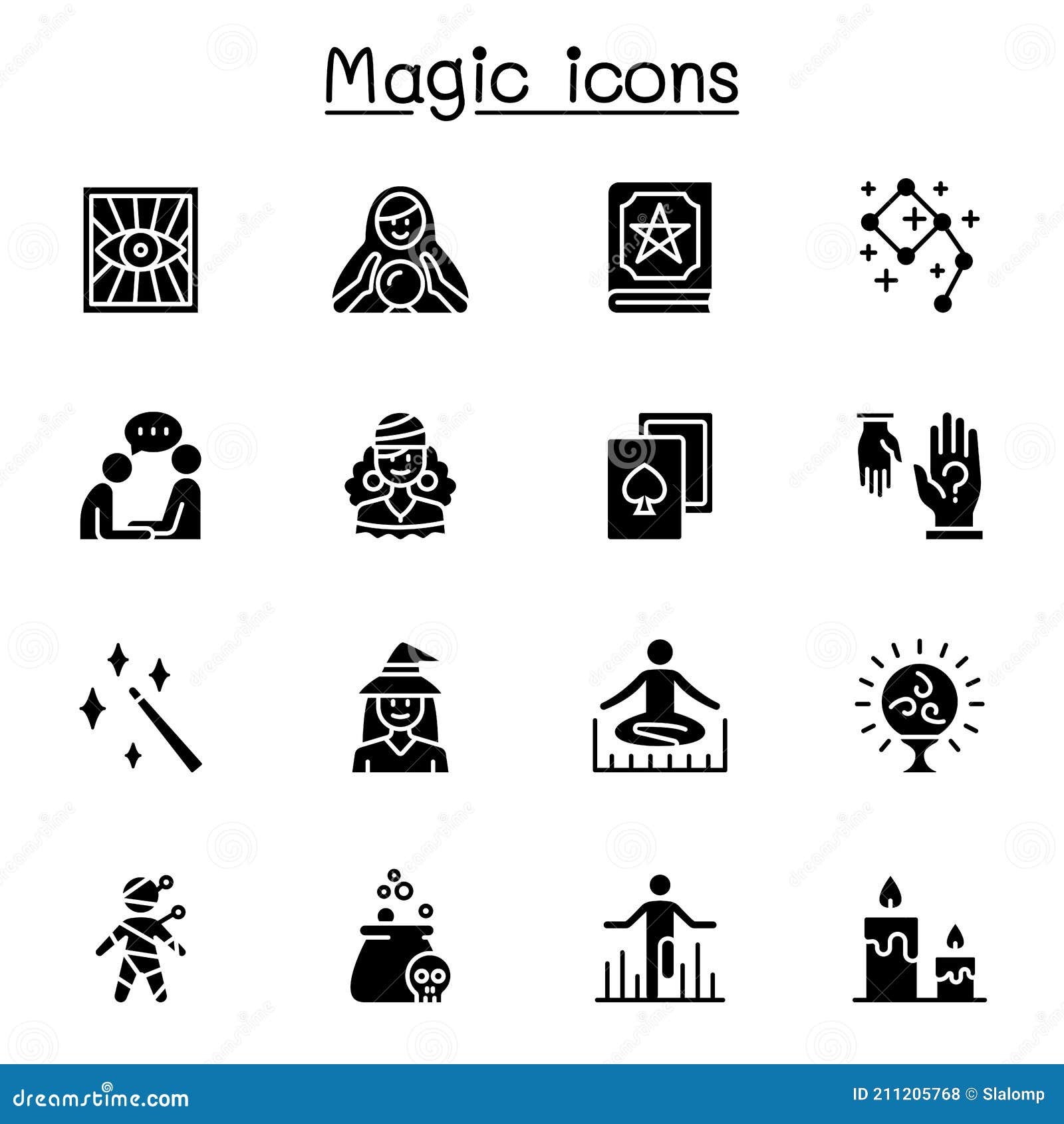 Magic & Clairvoyance Icon Set Vector Illustration Graphic Design Stock ...