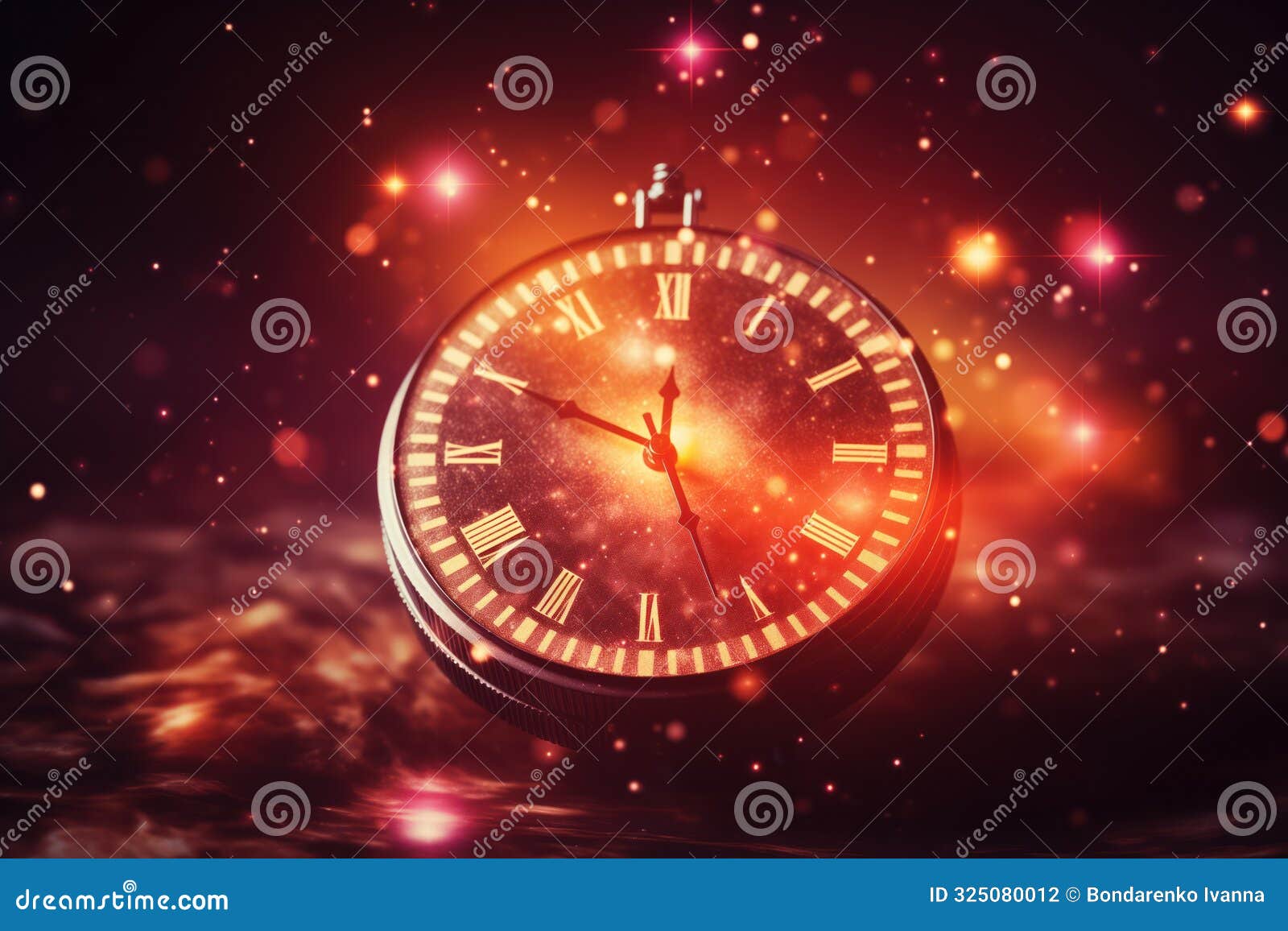 Magic Clock in Space Sky Concept of Time or Numerology Stock Photo ...