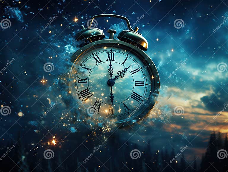Magic Clock in Space Sky Concept of Time or Numerology Stock Image ...