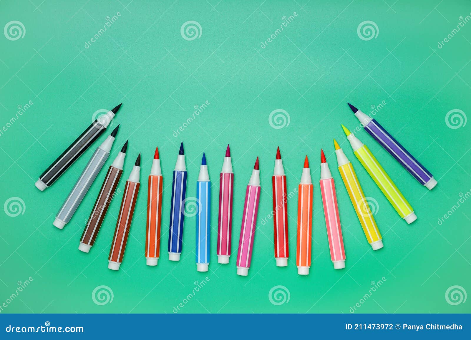Magic Color Pens on Green Background Stock Photo - Image of marker ...