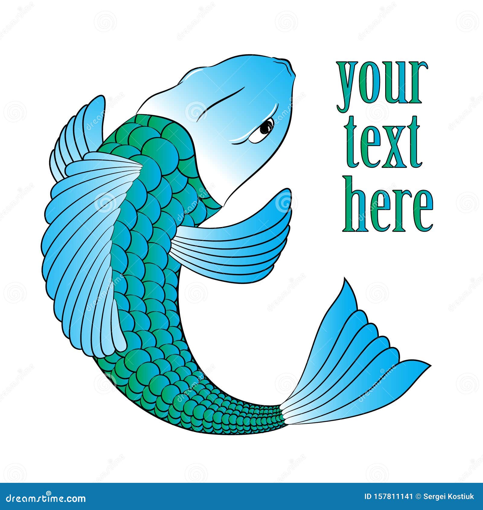 Magic Colorful Fish Vector Illustration. Stock Vector - Illustration of ...