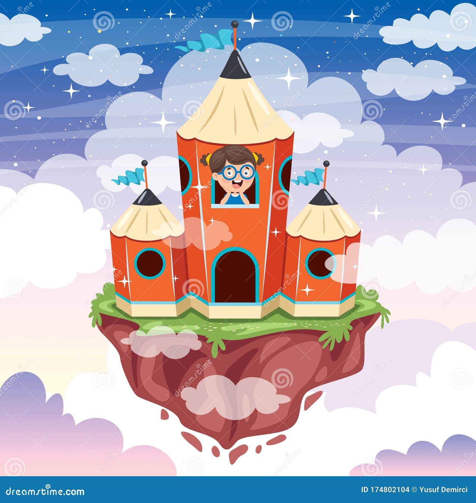 Magic Concept Design with Funny Children Stock Vector - Illustration of ...