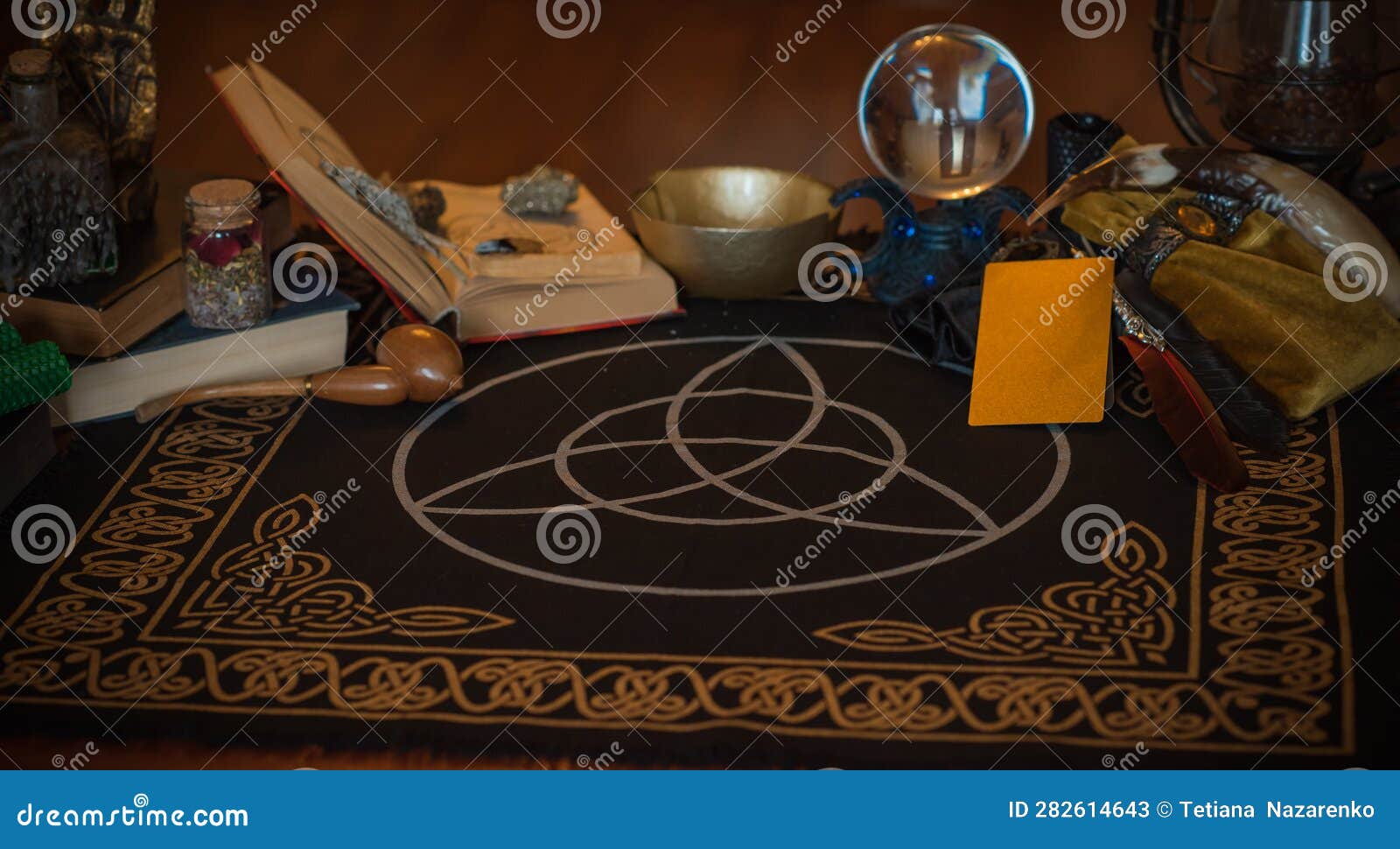 Magic Concept. Paganism and Wicca Rite, Altar of Witch Stock Image ...