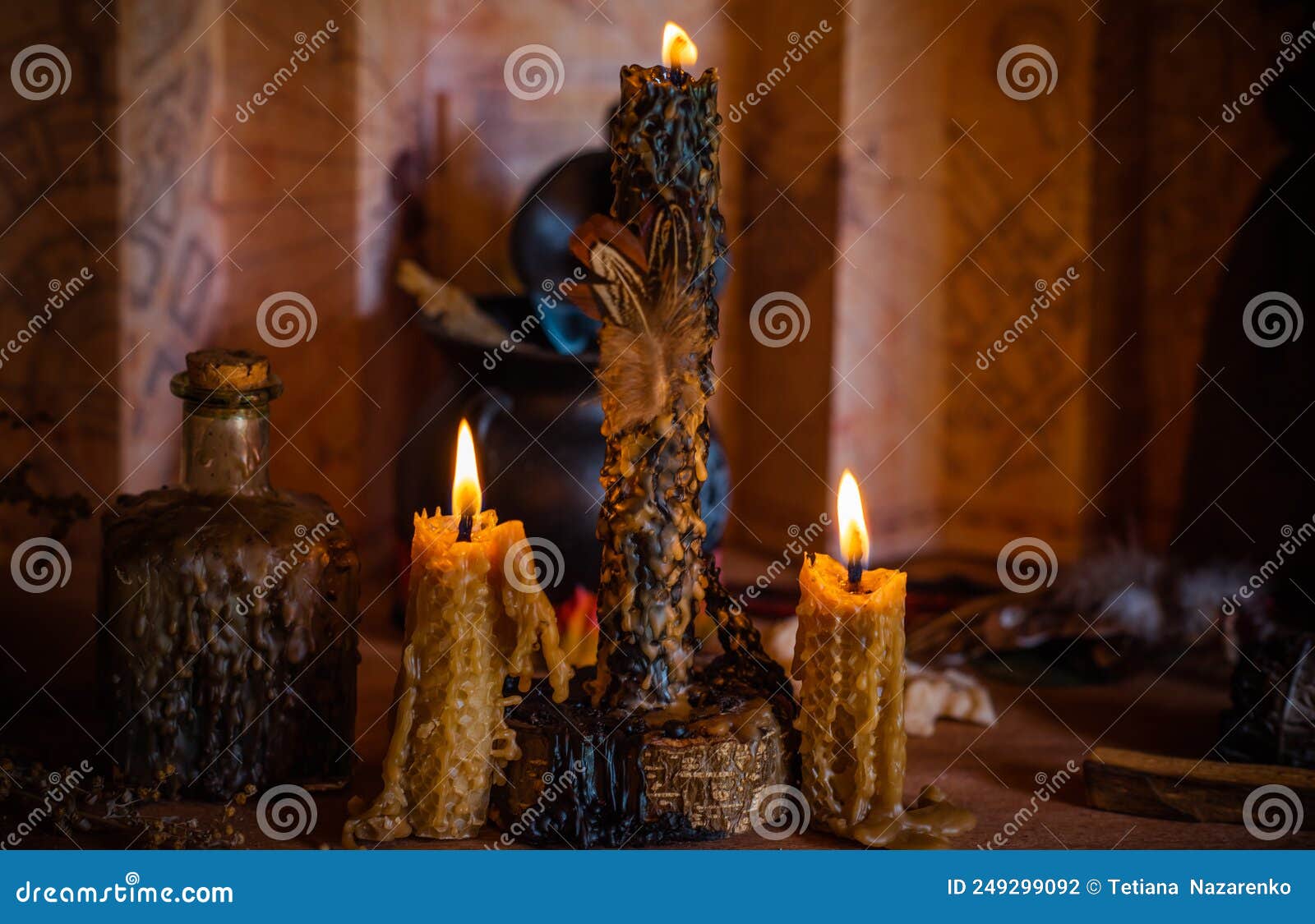 Magic Concept. Paganism and Wicca Rite, Altar of Witch Stock Photo ...