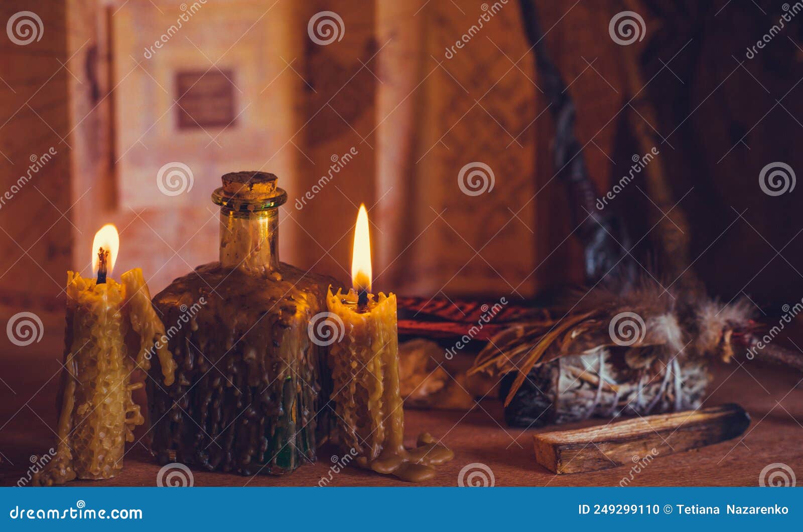 Magic Concept. Paganism and Wicca Rite, Altar of Witch Stock Photo ...