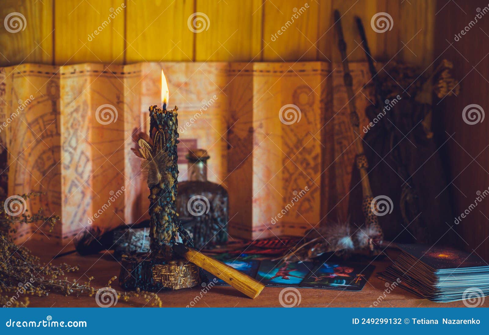 Magic Concept. Paganism and Wicca Rite, Altar of Witch Stock Photo ...
