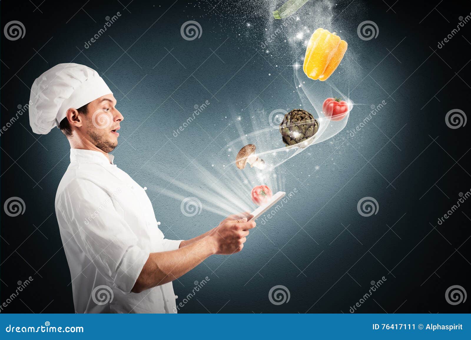 Magic Cooking Recipes on the Web Stock Image - Image of cooker, food ...