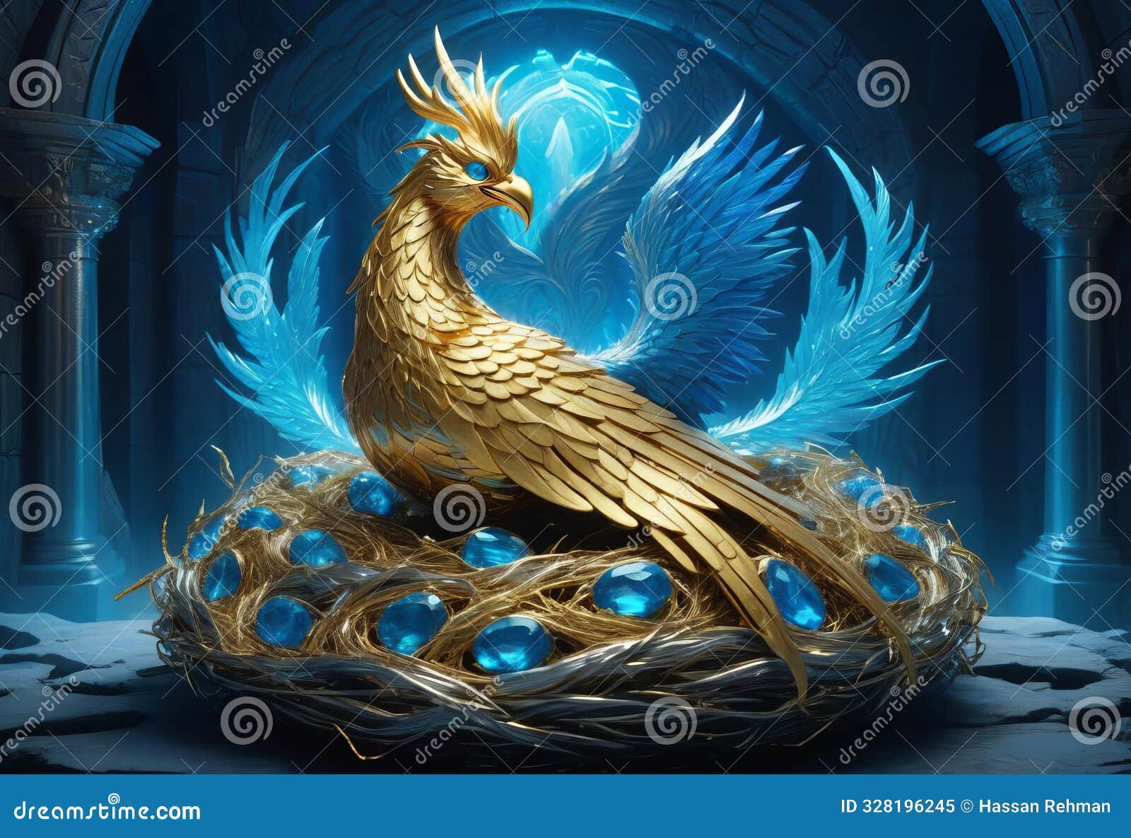 Magic Creature Bird Type Gold Nest Stock Illustration - Illustration of ...