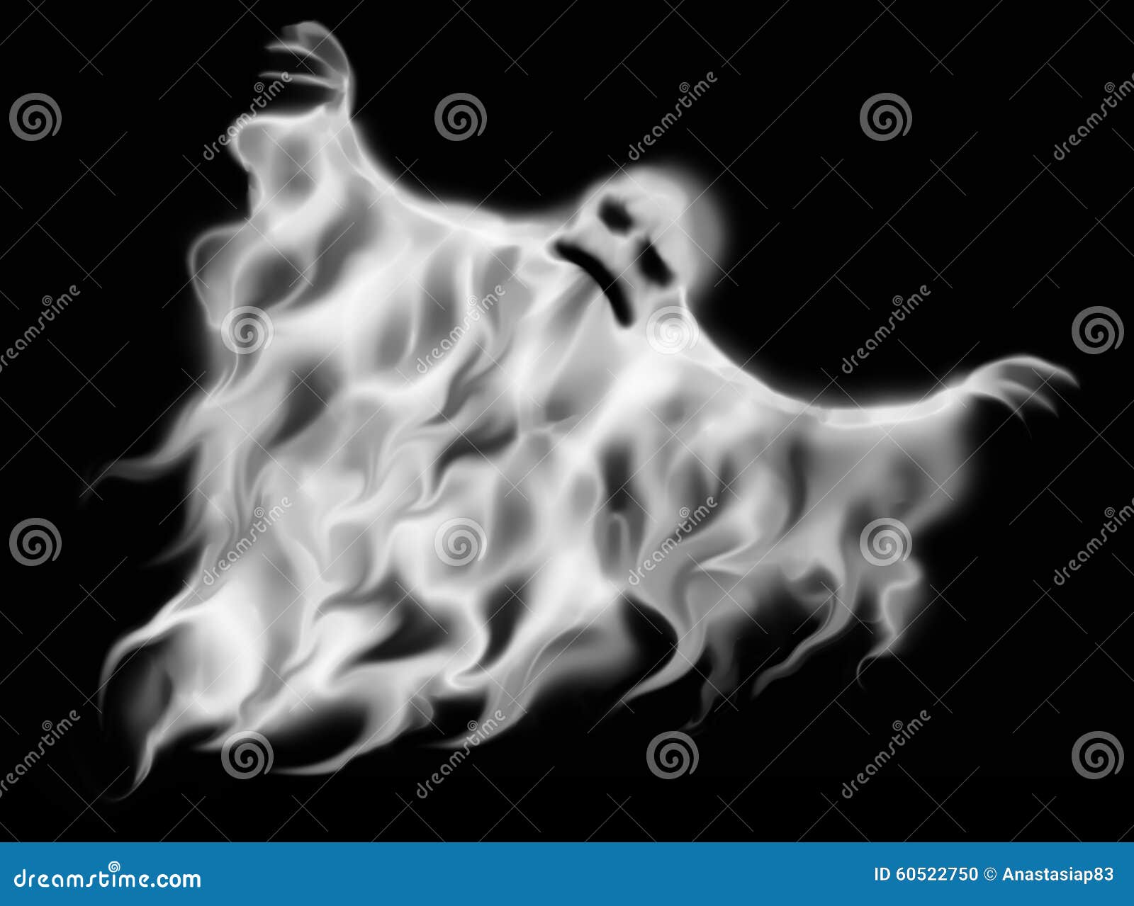Magic Creepy Halloween Ghost Texture on Black Stock Illustration ...