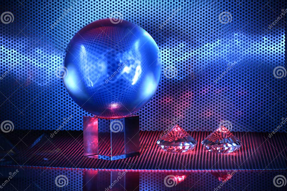Magic Crystal Ball with Blue Lightning Stock Photo - Image of plasma ...