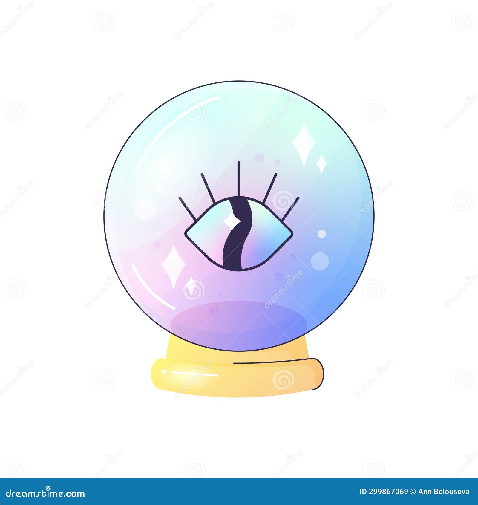 Magic Crystal Ball with Eye, Cartoon Style Stock Vector - Illustration ...