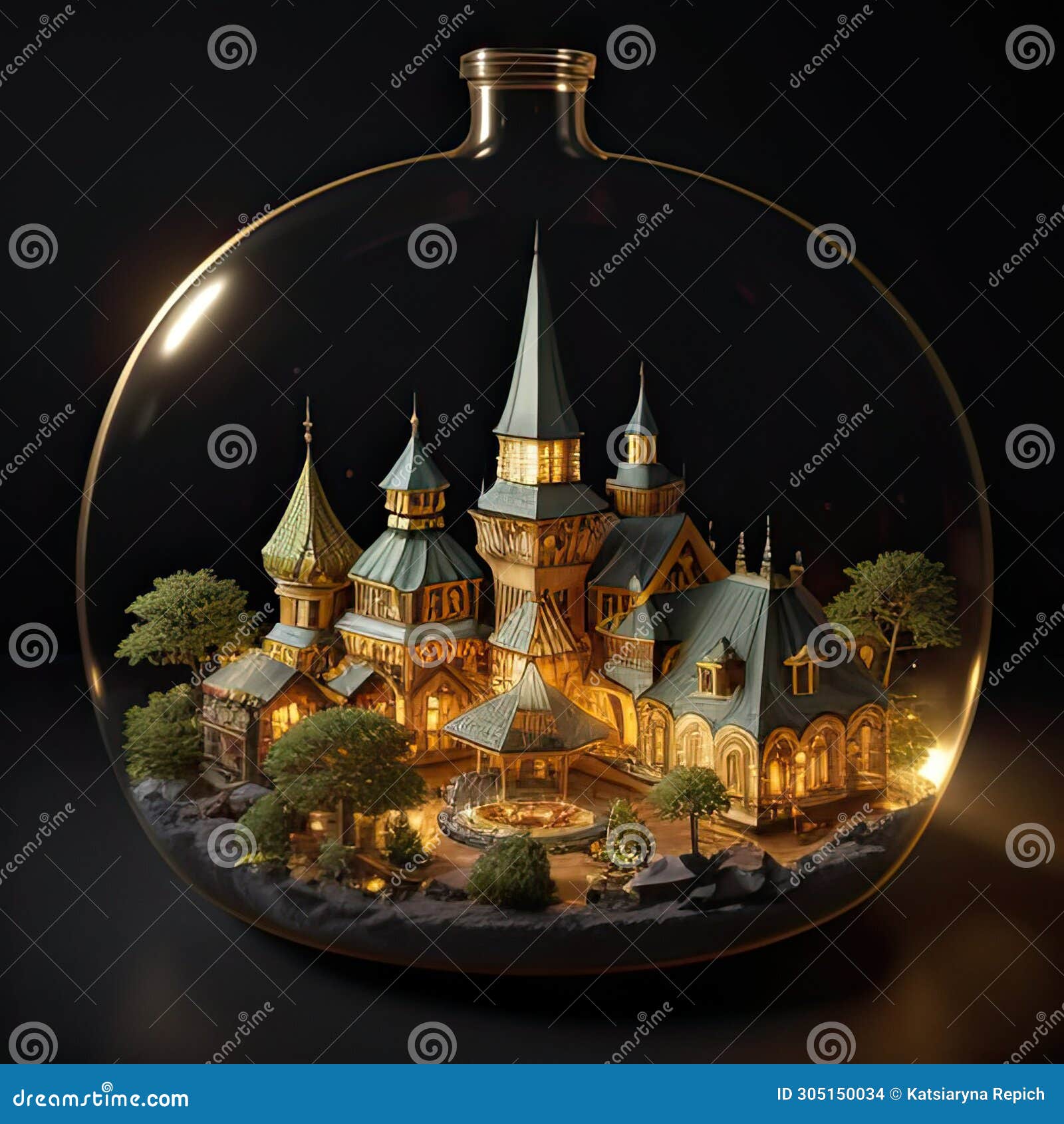 Magic Crystal Ball with Fairy Tale Castle Inside. Stock Photo - Image ...