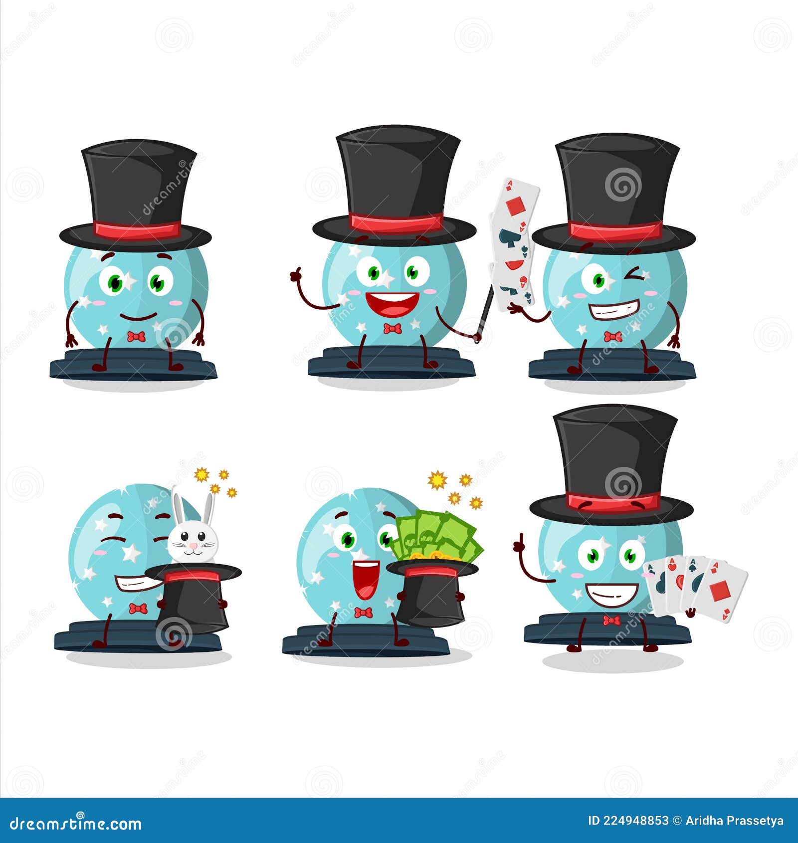 A Magic Crystal Ball Magician Cartoon Character Perform on a Stage ...