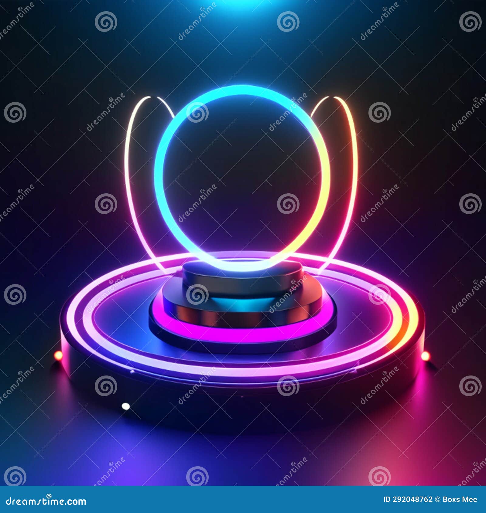 Magic Crystal Ball with Neon Lights. 3d Rendering, 3d Illustration ...
