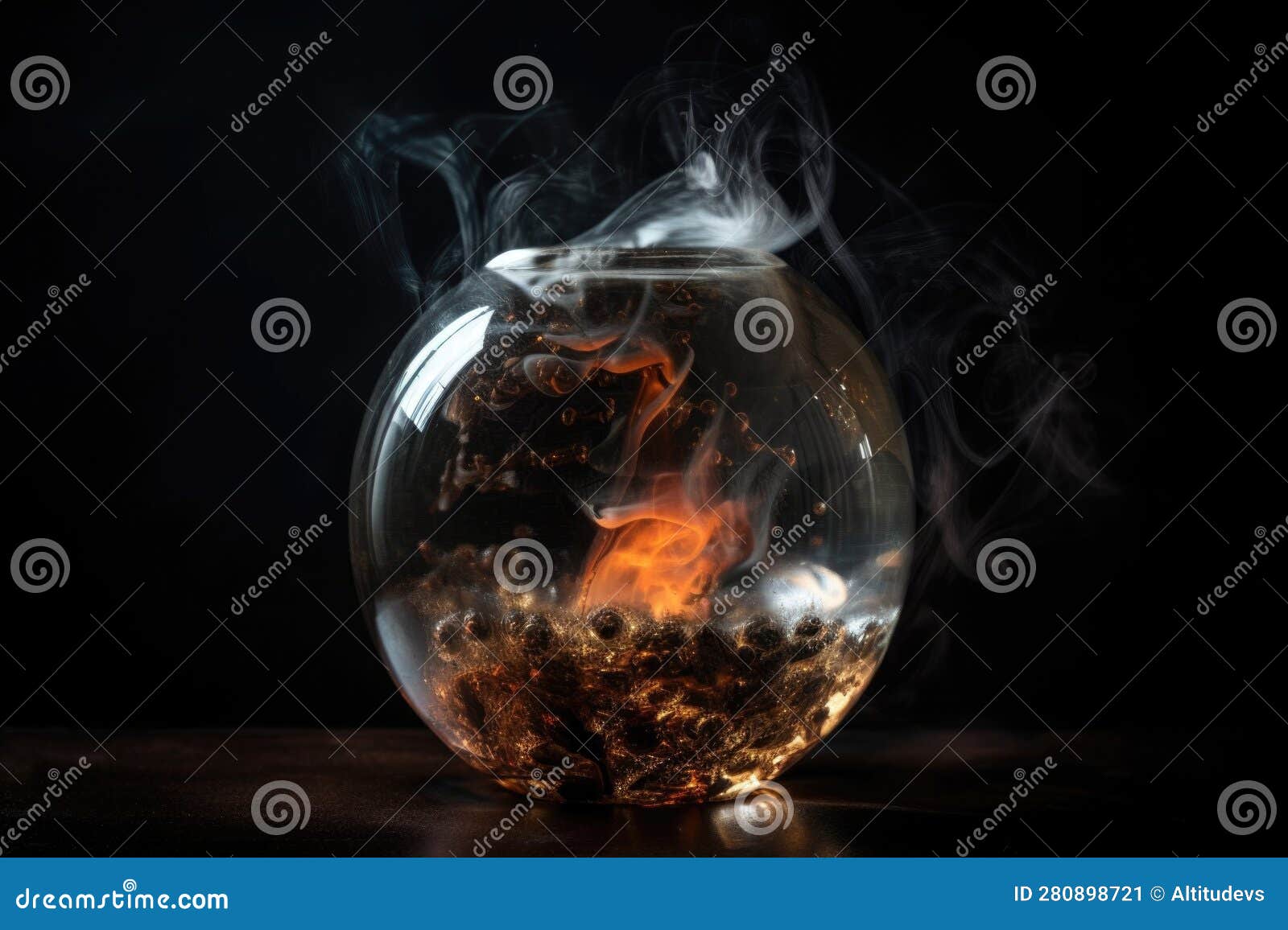 Magic Crystal Ball, with Smoke and Flames Appearing in the Orb ...
