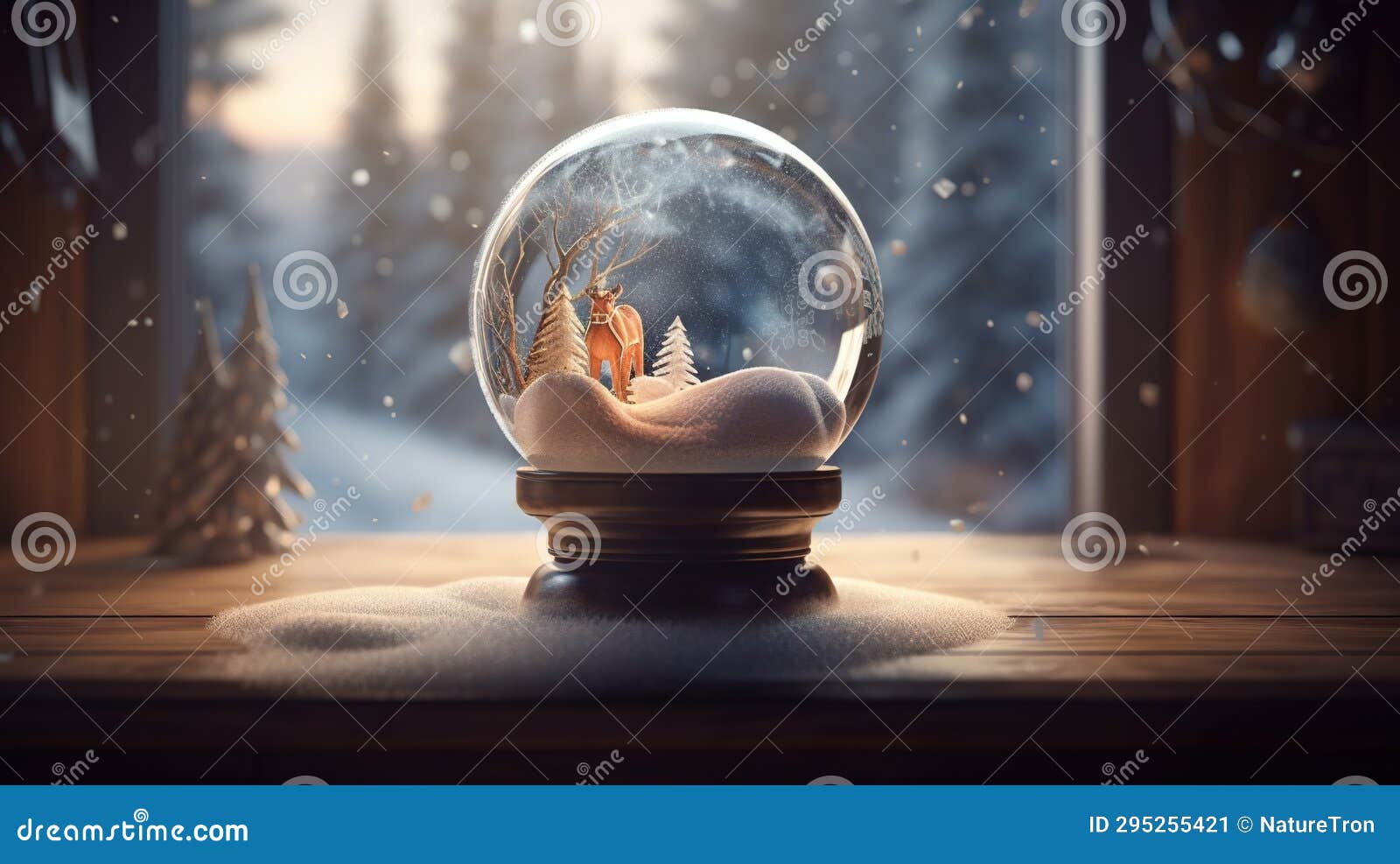 Snow Globe in the Dark Snow Globe in the Snow Magic Crystal Ball Stock ...