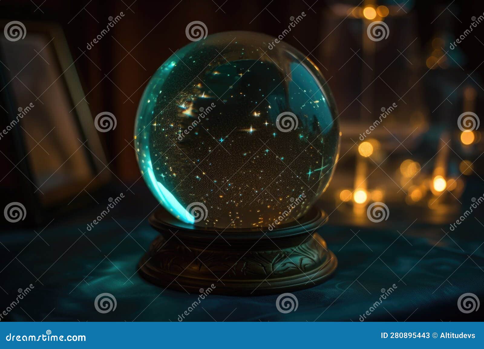 Magic Crystal Ball, with View of Starry Night Sky, Showing Future and ...