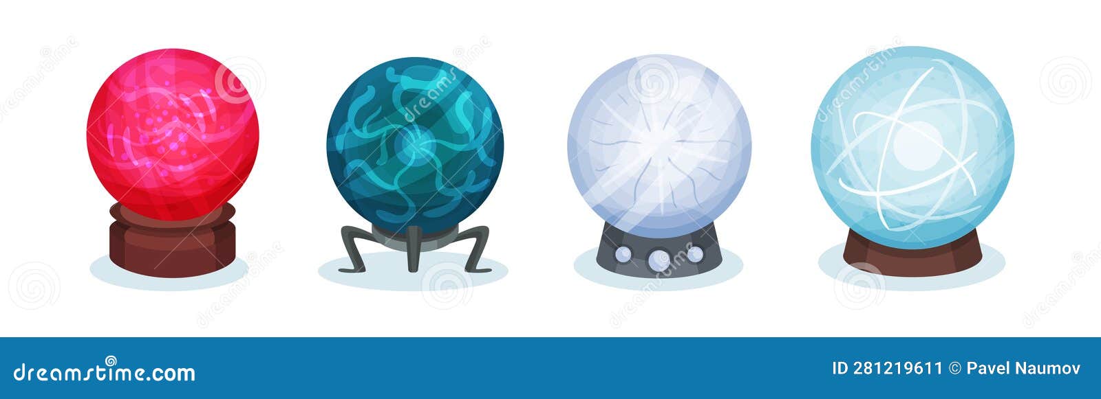 Magic Crystal Ball and Witch Fortune Sphere Vector Set Stock Vector ...