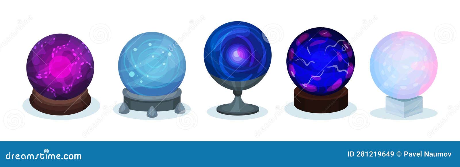 Magic Crystal Ball and Witch Fortune Sphere Vector Set Stock Vector ...