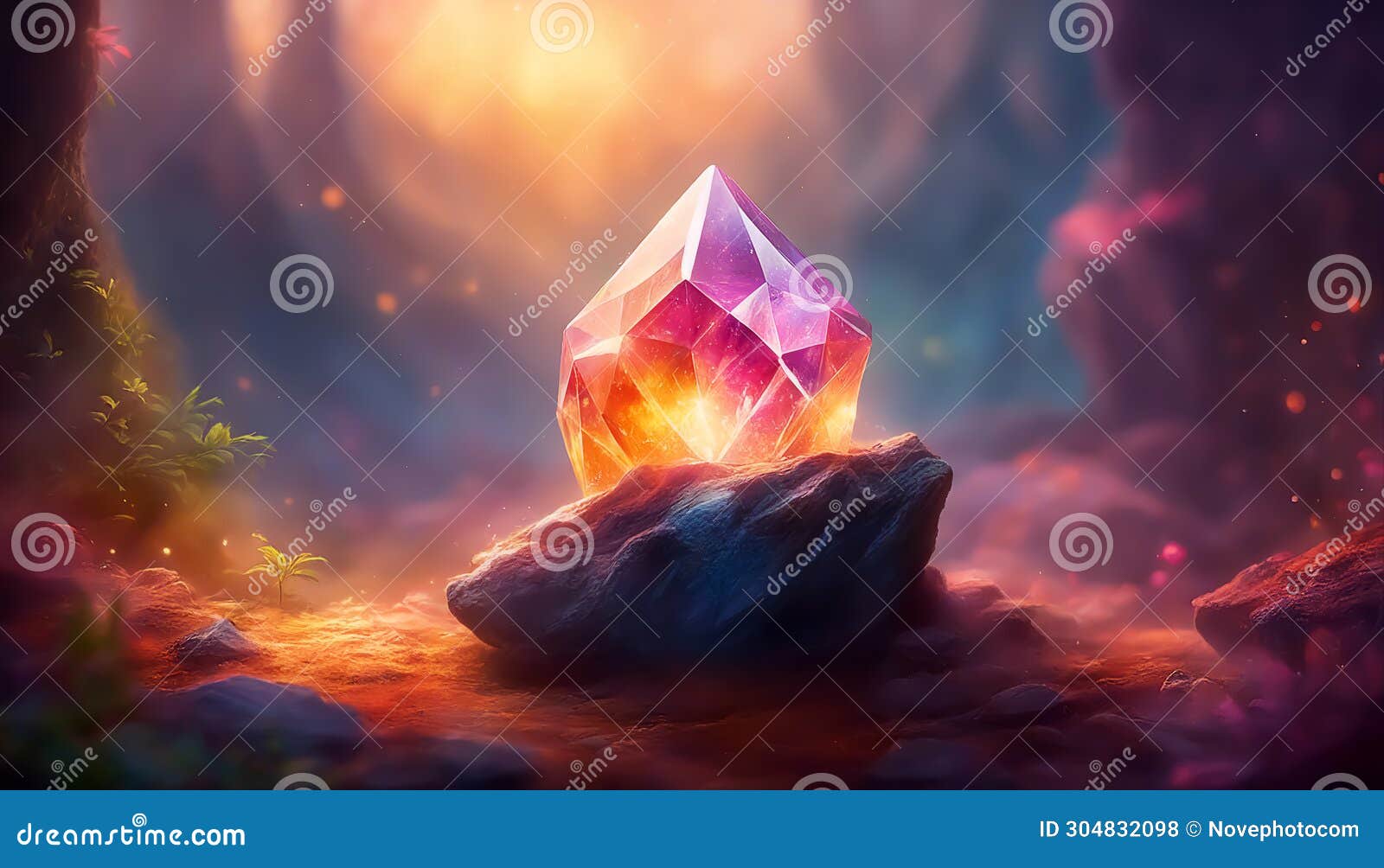 Magic Crystal. Glowing Colored Crystal. Sparkling Mystical Stone ...