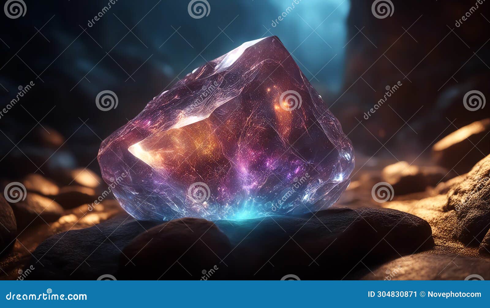 Magic Crystal. Glowing Crystal. Glittering Mystical Crystal in a ...