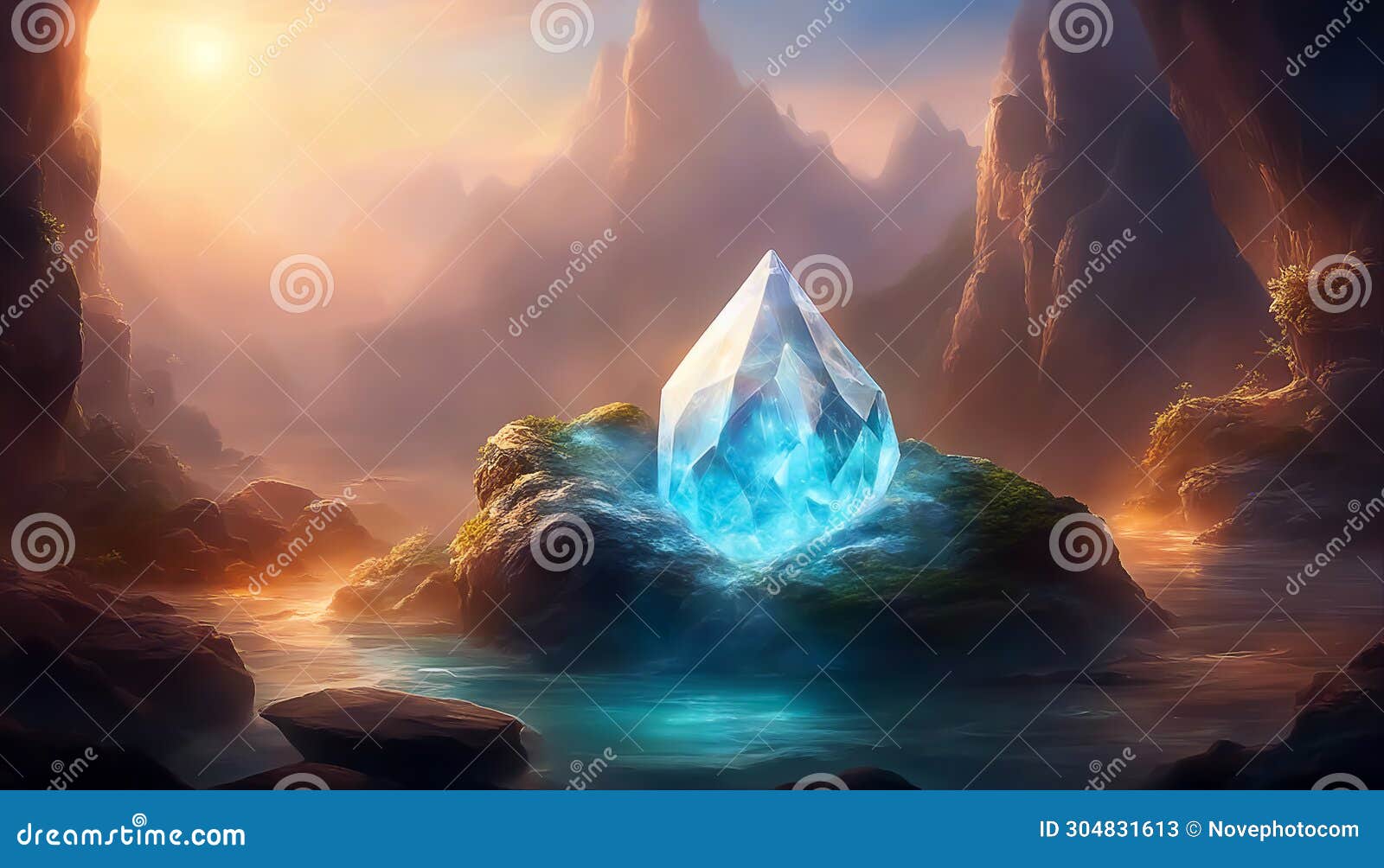 Magic Crystal. Glowing Crystal. Sparkling Mystical Stone. Crystal in a ...