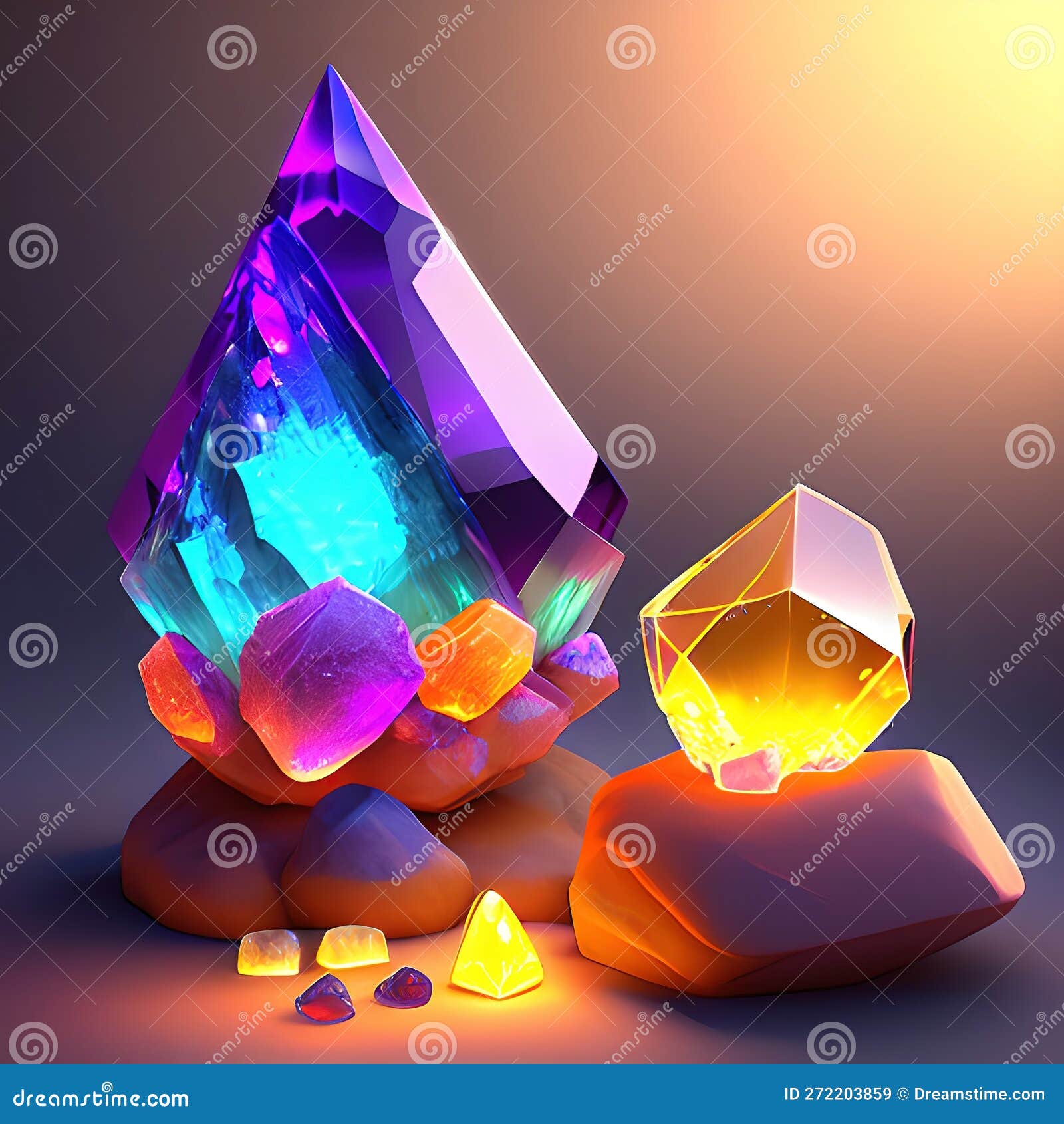 Magic Crystal Light and Gem Stones Ai Generated Stock Illustration ...