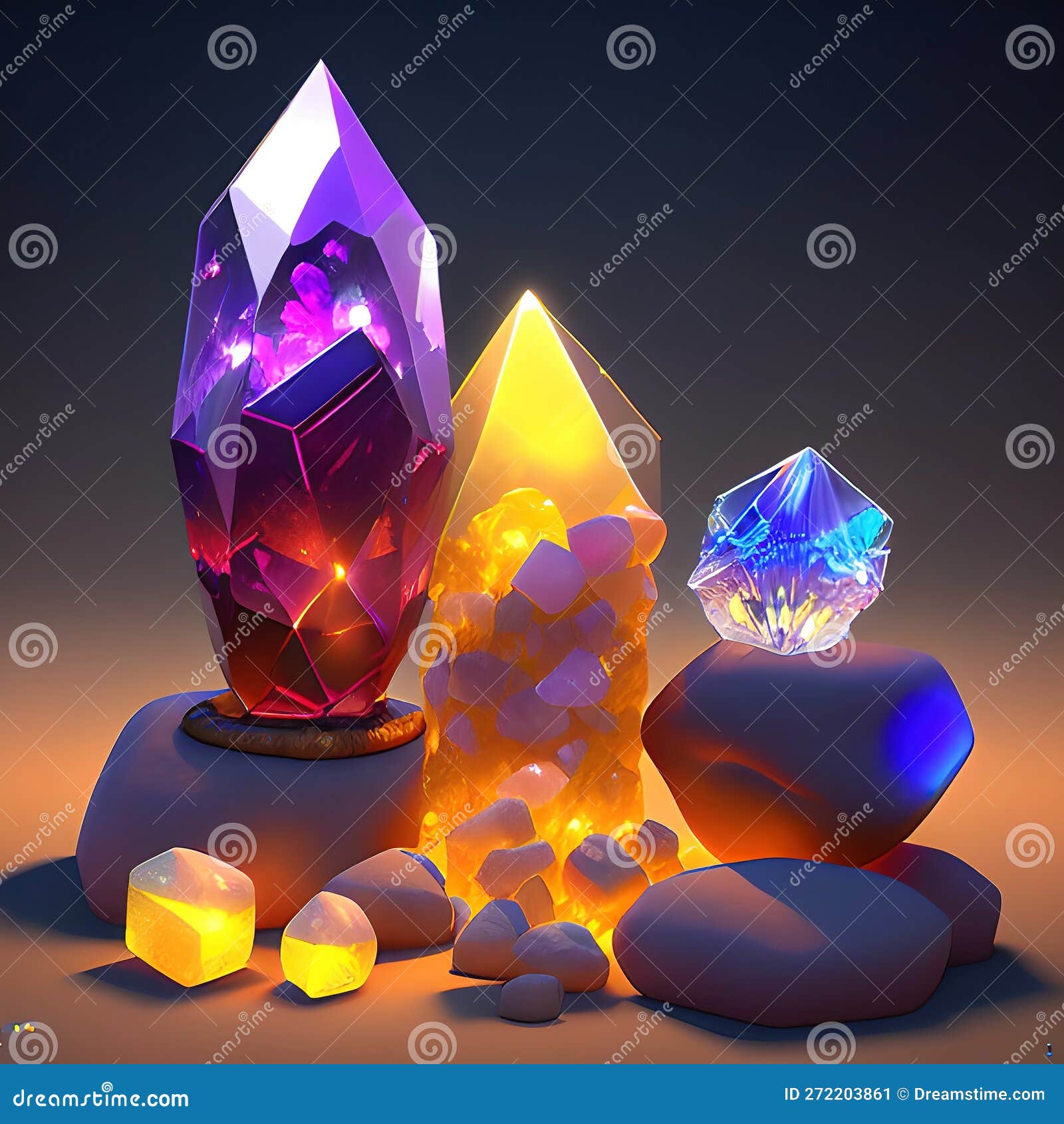 Magic Crystal Light and Gem Stones Ai Generated Stock Illustration ...