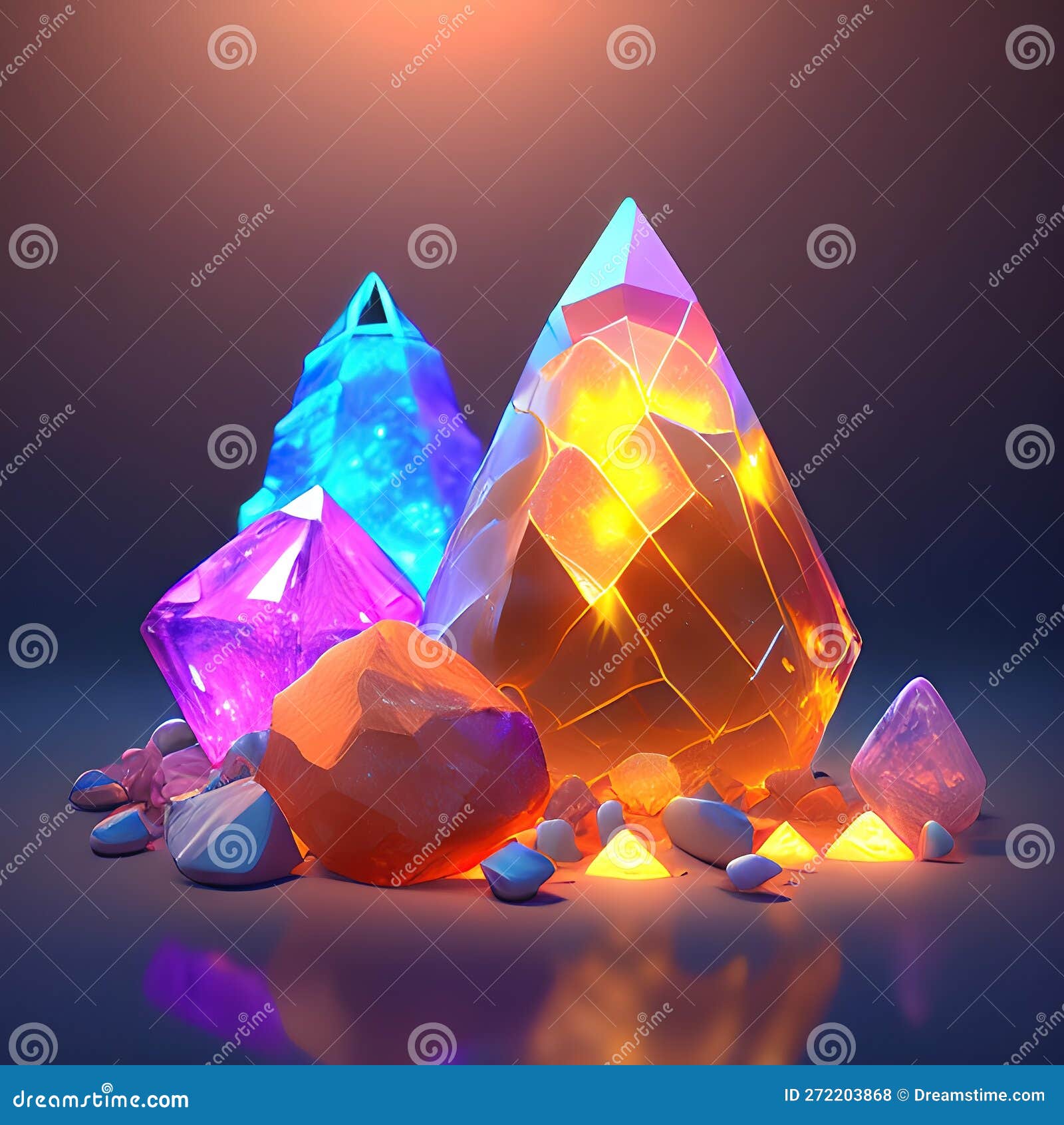 Magic Crystal Light and Gem Stones Ai Generated Stock Illustration ...