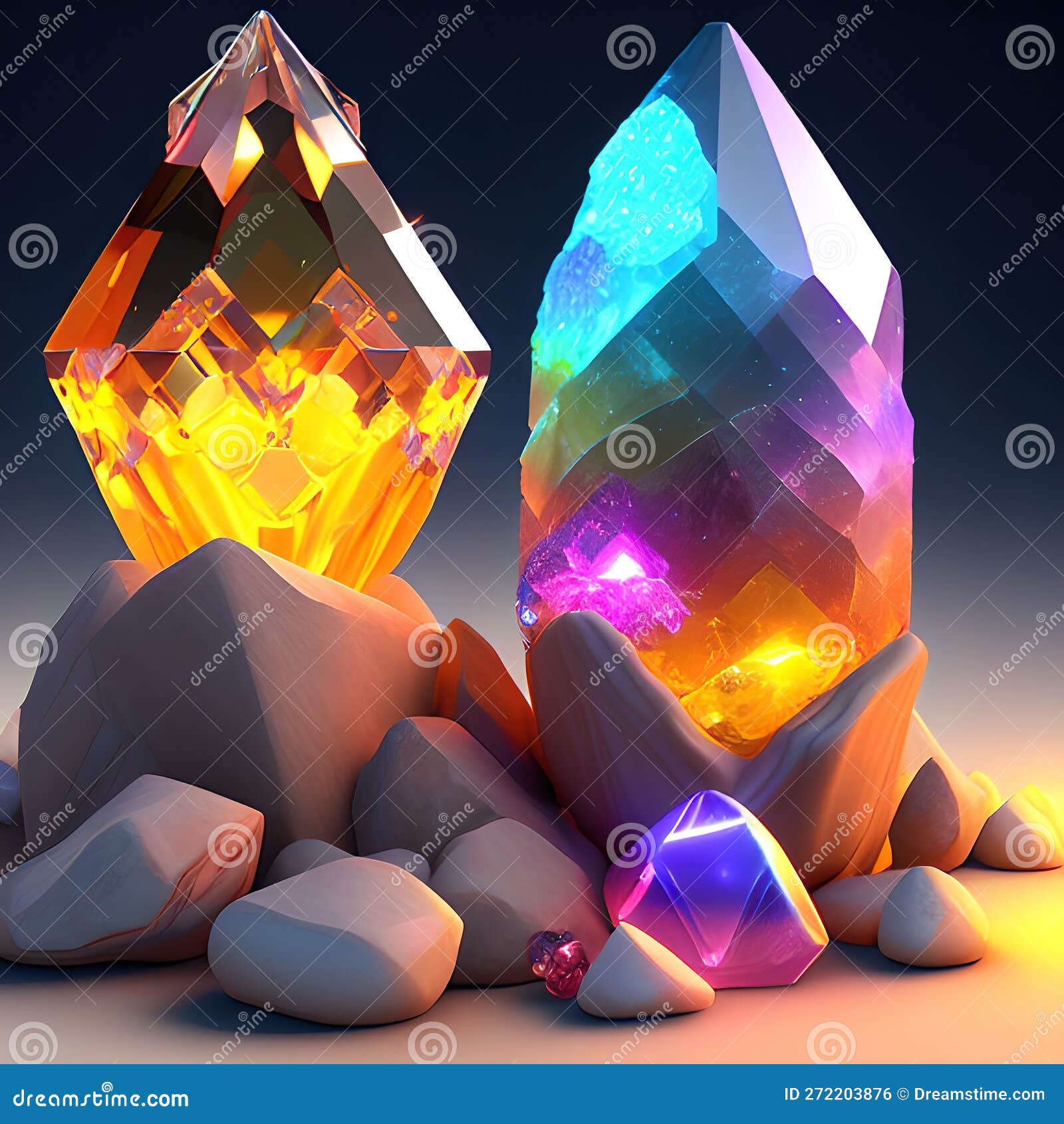 Magic Crystal Light and Gem Stones Ai Generated Stock Illustration ...